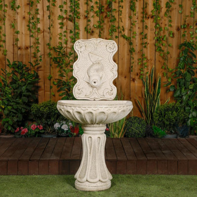 Large White Stone Fish design Wall Fountain | DIY at B&Q