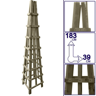 Large Wooden Garden Obelisk Pyramid Plant Support Climbing Frame ...