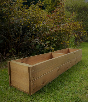 Large Wooden Garden Planter Decking Tub Tan Trough 120 cm 4ft