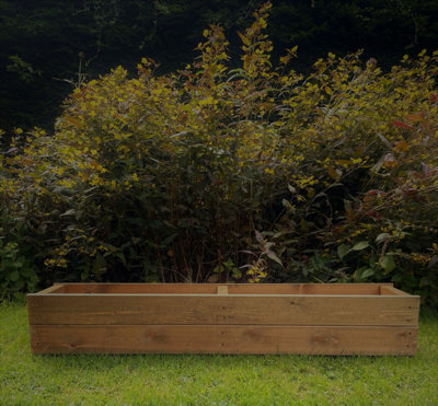 Large Wooden Garden Planter Decking Tub Tan Trough 120 cm 4ft