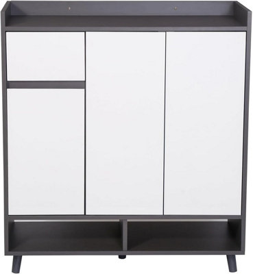 Large Wooden Hallway Shoe Cabinet 3 Doors Multiple Tier Shoe Rack ...