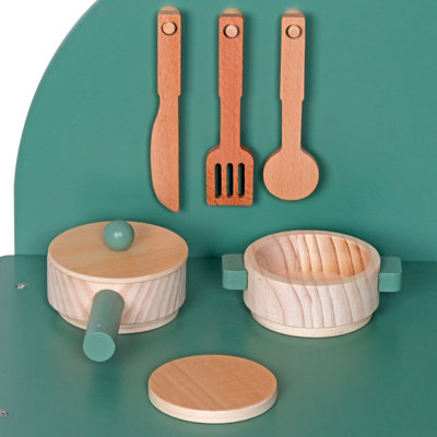 Large Wooden Play Kitchen Kids Pretend Cooking Role Play Toy Kitchens ...