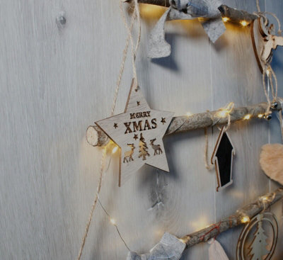 Large Wooden Rope Christmas Tree with LED's & Decorations