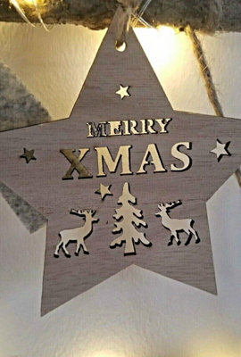 Large Wooden Rope Christmas Tree with LED's & Decorations