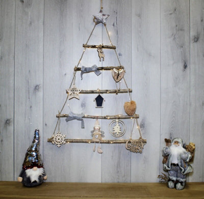 Large Wooden Rope Christmas Tree with LED's & Decorations