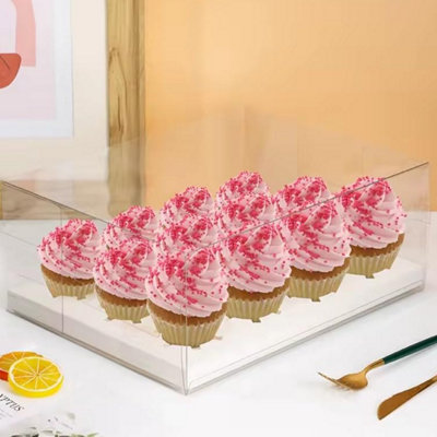 LARRYROO Crystal Clear Transparent Cupcake Boxes - Holds 1, 4, 6 & 12 ...
