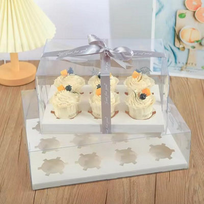 LARRYROO Crystal Clear Transparent Cupcake Boxes - Holds 1, 4, 6 & 12 ...
