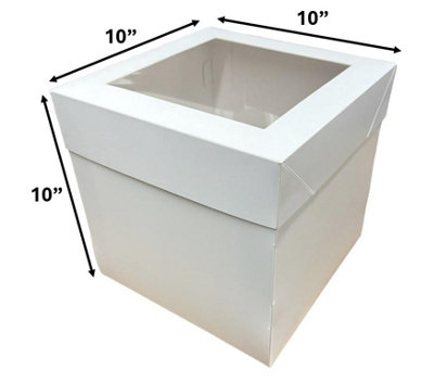 LARRYROO Tall Cake Box Extra Deep with Clear Display Window - 10" x 10 ...