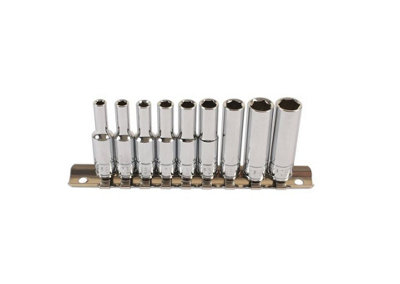 Laser 6196 9pc BA Deep Socket Set 6pt 1/4" Drive 0BA-8BA | DIY at B&Q