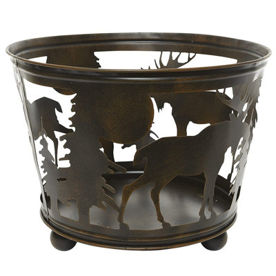 Laser-cut Woodland Themed Fire Bowl - 35 x 45cm Decorative Iron Fire ...