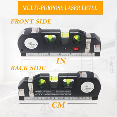 Laser Level Pro 3, 2.5m Measuring Tool with Built-in Spirit Levels and ...