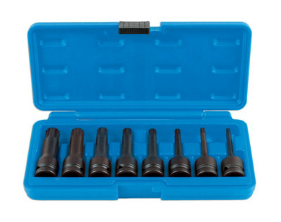 Laser Tools 6749 8pc Long Impact Tamperproof Spline Socket Bit Set 1/2" Drive | DIY at B&Q
