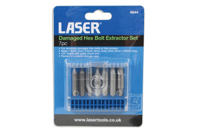 Laser Tools 6844 7pc Damaged Hex Bolt Extractor Set 1-6mm x 50mm