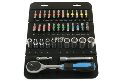 Laser Tools 7310 37pc Miniature Socket & Bit Set 1/4"D | DIY at B&Q