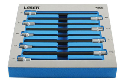 Laser Tools 7358 9pc Extra Long Ball End Hex Socket Bit Set 3/8"D 4 ...