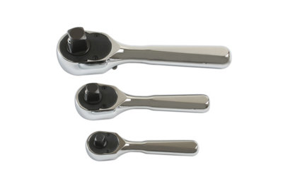 Laser Tools 7388 3pc Reversible Stubby Ratchet Set 1/4, 3/8 & 1/2 ...