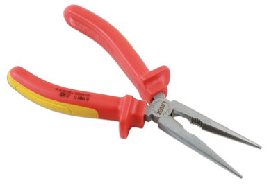 LASER TOOLS 7469 VDE 1000V INSULATED LONG NOSE PLIERS 200MM