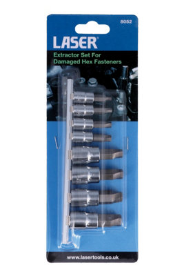 Laser Tools 8052 8pc Extractor Set for Damaged Hex Fasteners 3-10mm