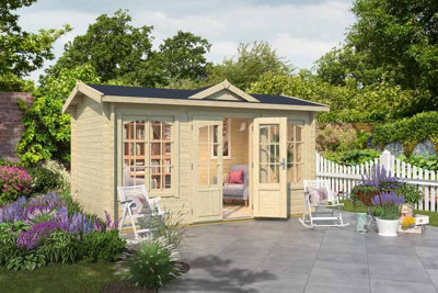 Lasita Muskham 1 Clockhouse Log Cabin - 4m x 2.46m - Double Glazed ...