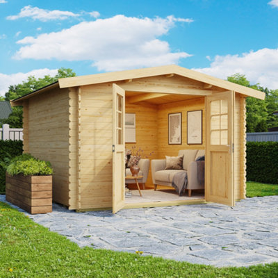 Lasita Osland Australia 34mm Log Cabin - 2.8m x 2.8m - Apex Roof Garden ...