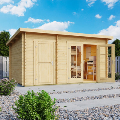 Lasita Osland Belmont 1 Two Room Log Cabin - 3.8m x 2.5m - with Side Store | £2,239 at B&Q