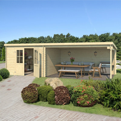 Lasita Osland St Louis with Veranda - 2.92m x 6.81m - Pent Roof Log ...