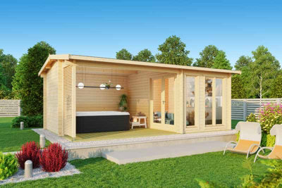 Lasita Scothern Summer House - 5.9m x 3.7m - Log Cabin with Veranda ...