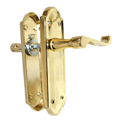 Latch Door Handles Brass Finish Ashford Style Ashworth Interior Scroll ...