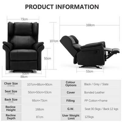 Latch Recliner Rocking Chair With Wingback Design In Black Bonded Leather