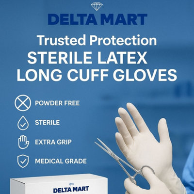 Latex Gynecological Gloves Powder Free, Sterile, 400mm Large 200 Pairs