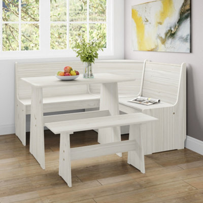 Latham Corner Dining Set Kitchen Table Diner Set L Shaped Diner Trestle Table and Bench, All ...