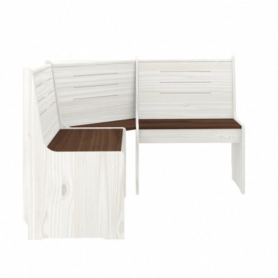 Latham Corner Dining Set Kitchen Table Diner Set L Shaped Diner Trestle Table and Bench, White ...