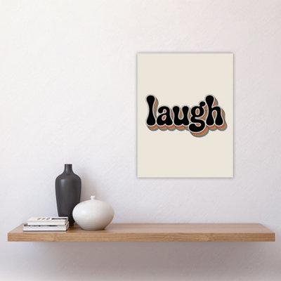 Laugh Colourful Retro Rainbow Font Typography Wall Art Print 12X16"