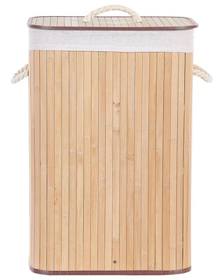 Laundry Basket KOMARI Bamboo Light Brown 72 L