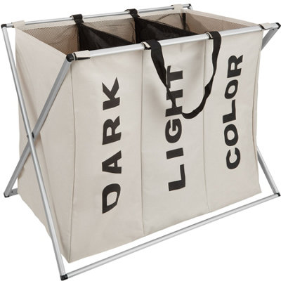 Laundry Basket - Triple sorting hamper - beige | DIY at B&Q