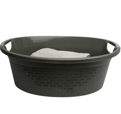 Laundry Bowl Washtub Plastic Kitchen Washing up Multi Purpose Dark Grey 40L