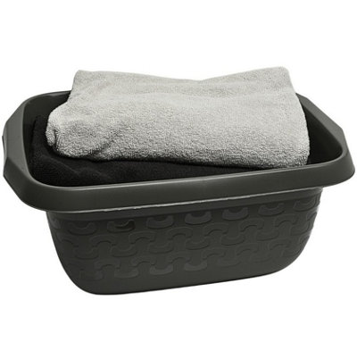 Laundry Bowl Washtub Plastic Kitchen Washing up Multi Purpose Dark Grey 8L