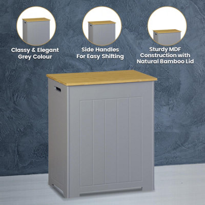 Laundry Storage - Grey with Bamboo Top