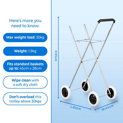 Laundry Trolley Foldable with a High Push Handle & Peg Pouch H91 x W44 ...
