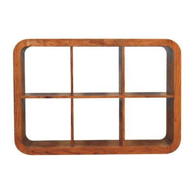 Launiupoko Darcy Solid Acacia Display Unit - 6-Compartment Caramel Finish