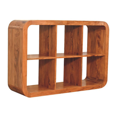 Launiupoko Darcy Solid Acacia Display Unit - 6-Compartment Caramel Finish