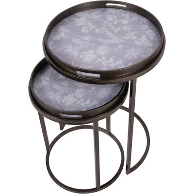 Laura Ashley Green Tidworth Set of 2 Nesting Tray Tables
