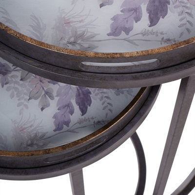 Laura Ashley Purple Linlithgow Set of 2 Nesting Tray Tables