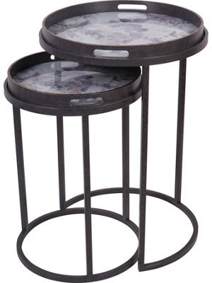 Laura Ashley Purple Linlithgow Set of 2 Nesting Tray Tables