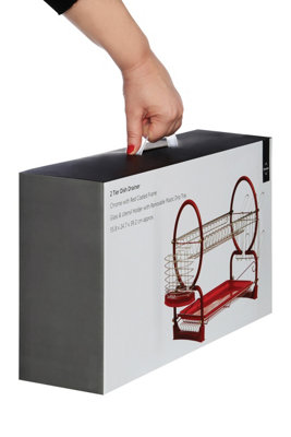 Laurie Red Enamel Coated Frame 2 Tier Dish Drainer