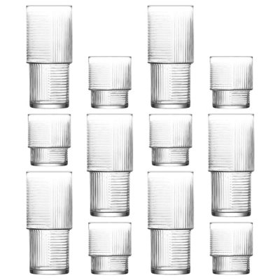 LAV 12pc Helen Stacking Highball Glasses & Tumblers Set | DIY at B&Q