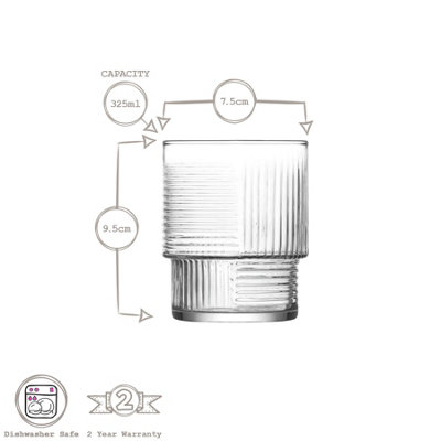LAV Helen Stacking Whisky Glasses - 325ml - Pack of 12