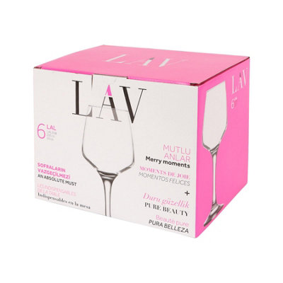 LAV Lal White Wine Glasses - 295ml - Clear - Pack of 6