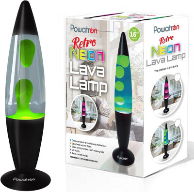 Lava Lamp 16" Retro Liquid Motion Lamp Green Fluorescent Wax Decorative ...