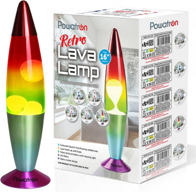 Lava Lamp 16" Retro Liquid Motion Lamp Rainbow Decorative Mood Lighting ...